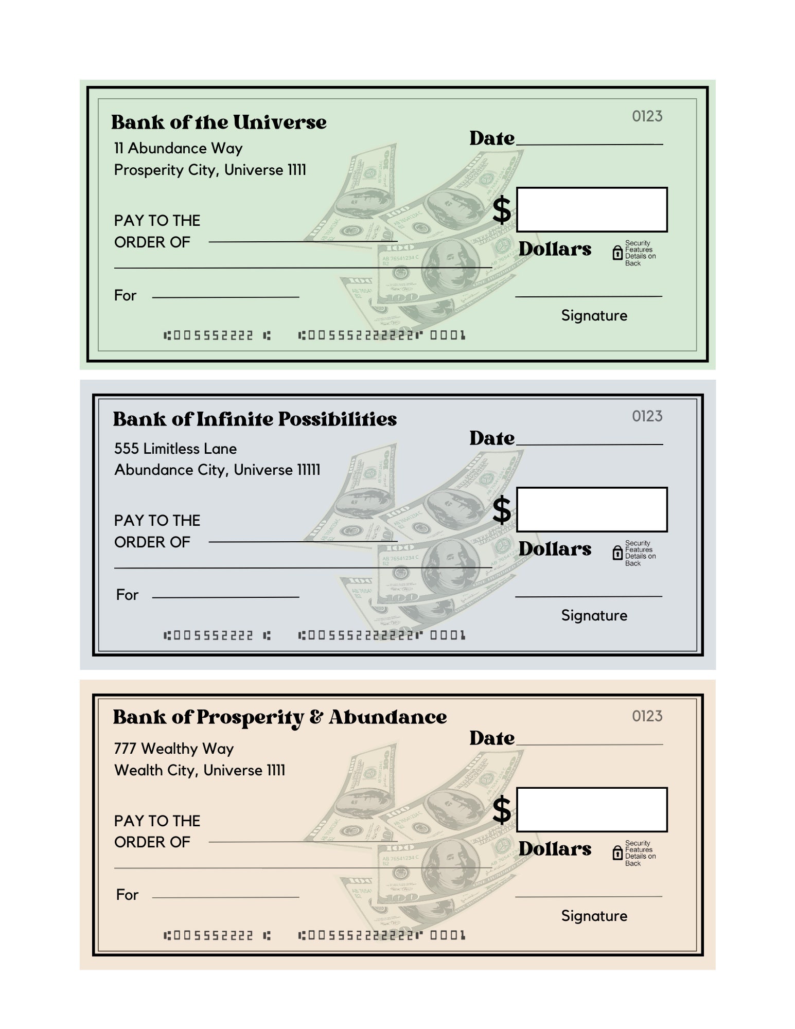 Editable Manifestation Checks, Vision Board Checks, Law of Attraction ...