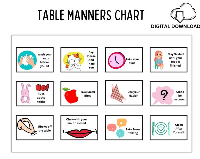 Good Manners Simple Illustration Poster Good Behavior Poster Printable ...