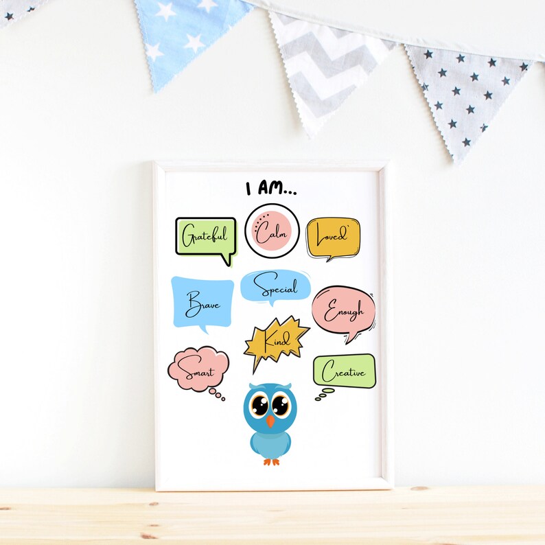 Affirmation Wall Art for Kids, Owl Poster Kids Room Art, Kids Room ...