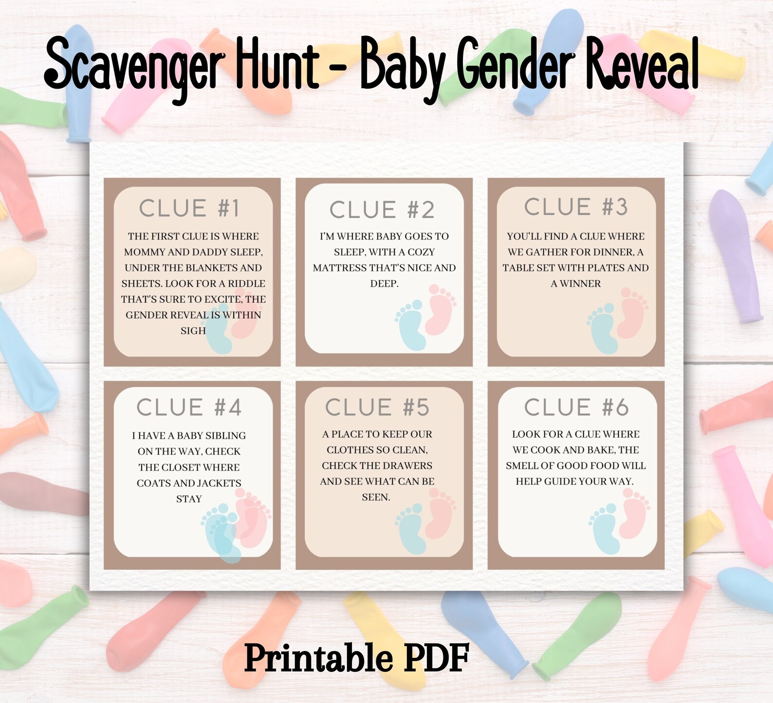 Baby Scavenger Hunt, Gender Reveal Scavenger Hunt, Gender Reveal Game ...