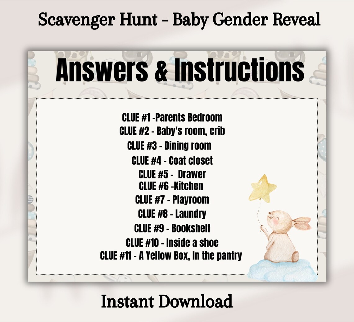 Gender Reveal Scavenger Hunt, Gender Reveal Game, Baby Shower Games ...
