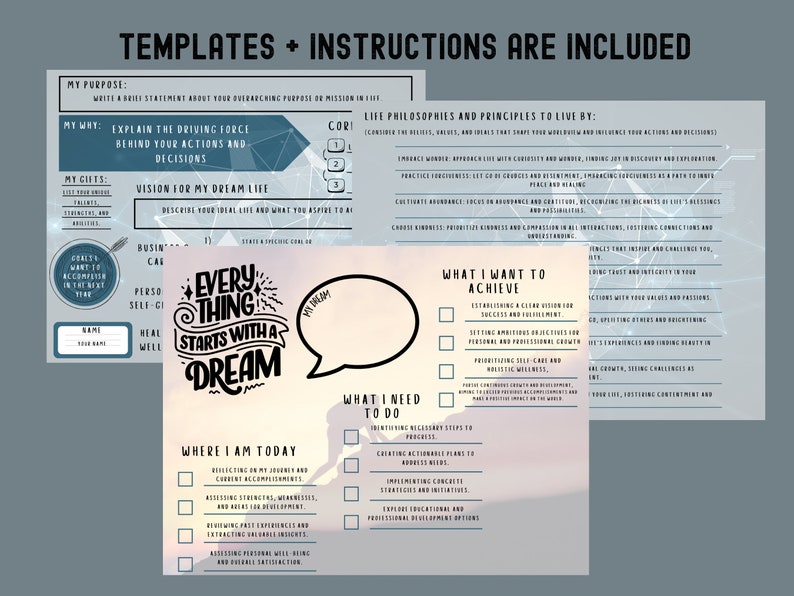 Editable Life Planner Vision Template, Life Purpose Chart, Life Vision ...