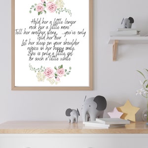 Hold Her a Little Longer, Baby Girl Boho Nursery Quote Printable Art ...