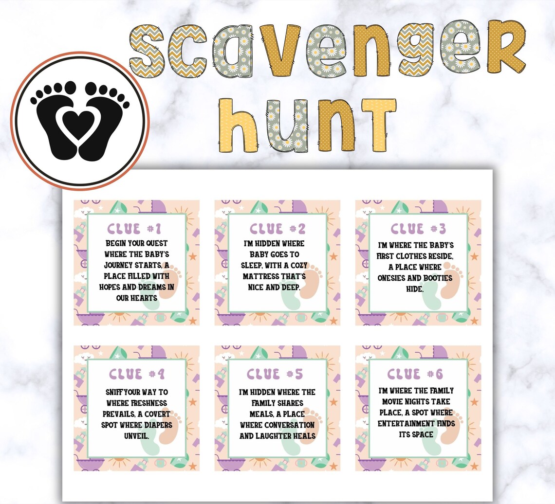 Gender Reveal Scavenger Hunt, Gender Reveal Game, Baby Shower Games ...