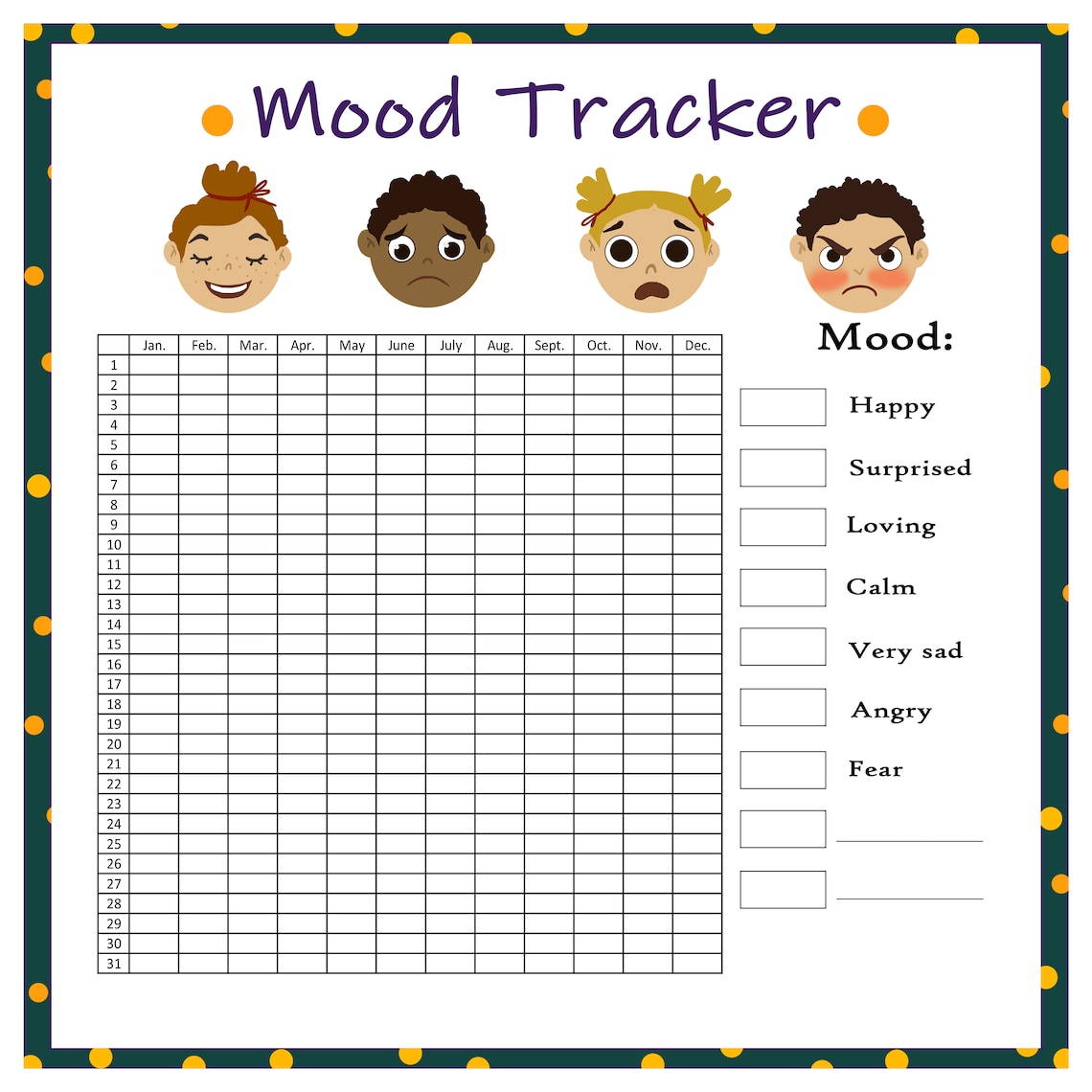 Kids Emotions Feelings Chart Emotions Chart for Kids - Etsy