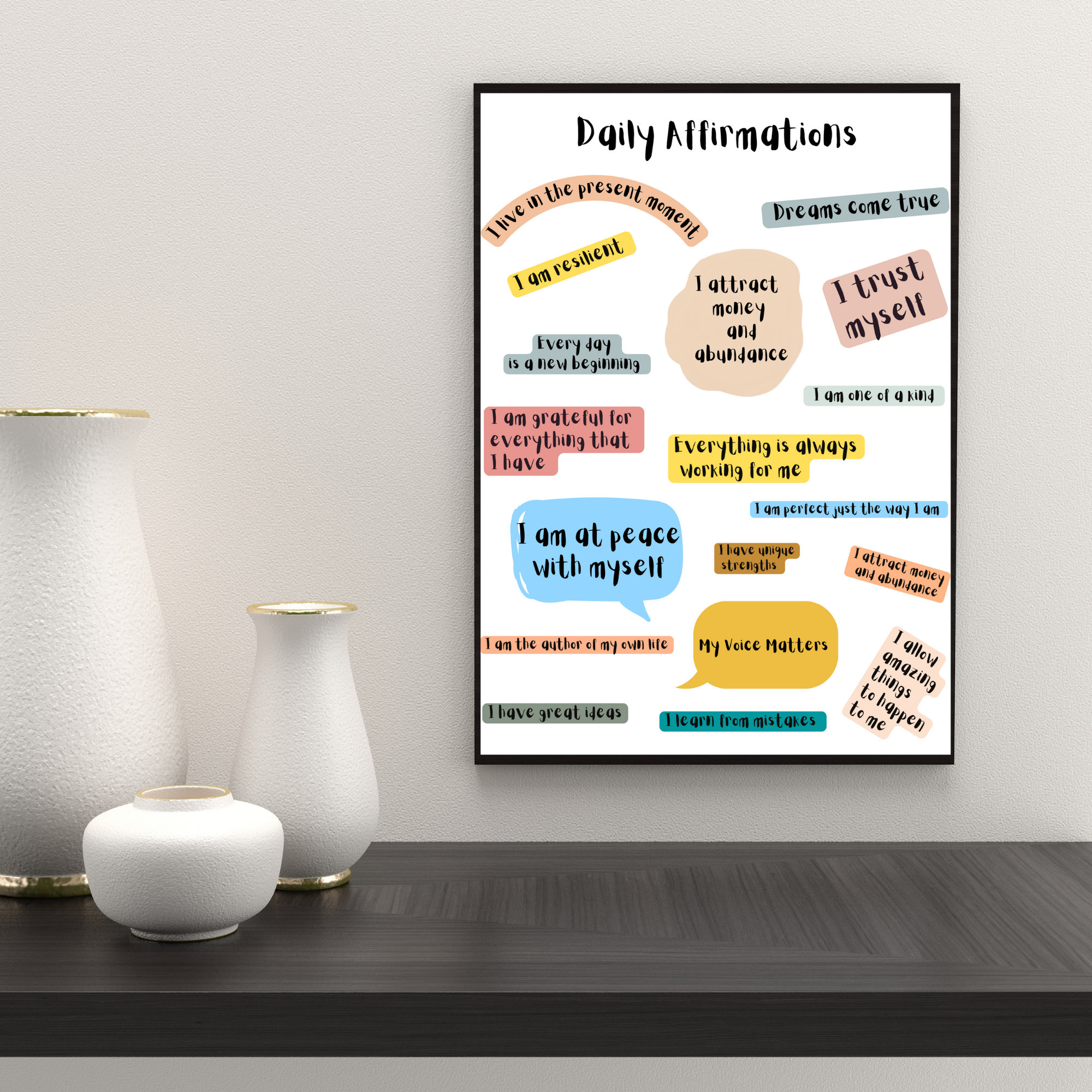 Daily Affirmations Poster Printable, Motivational Poster Growth Mindset ...