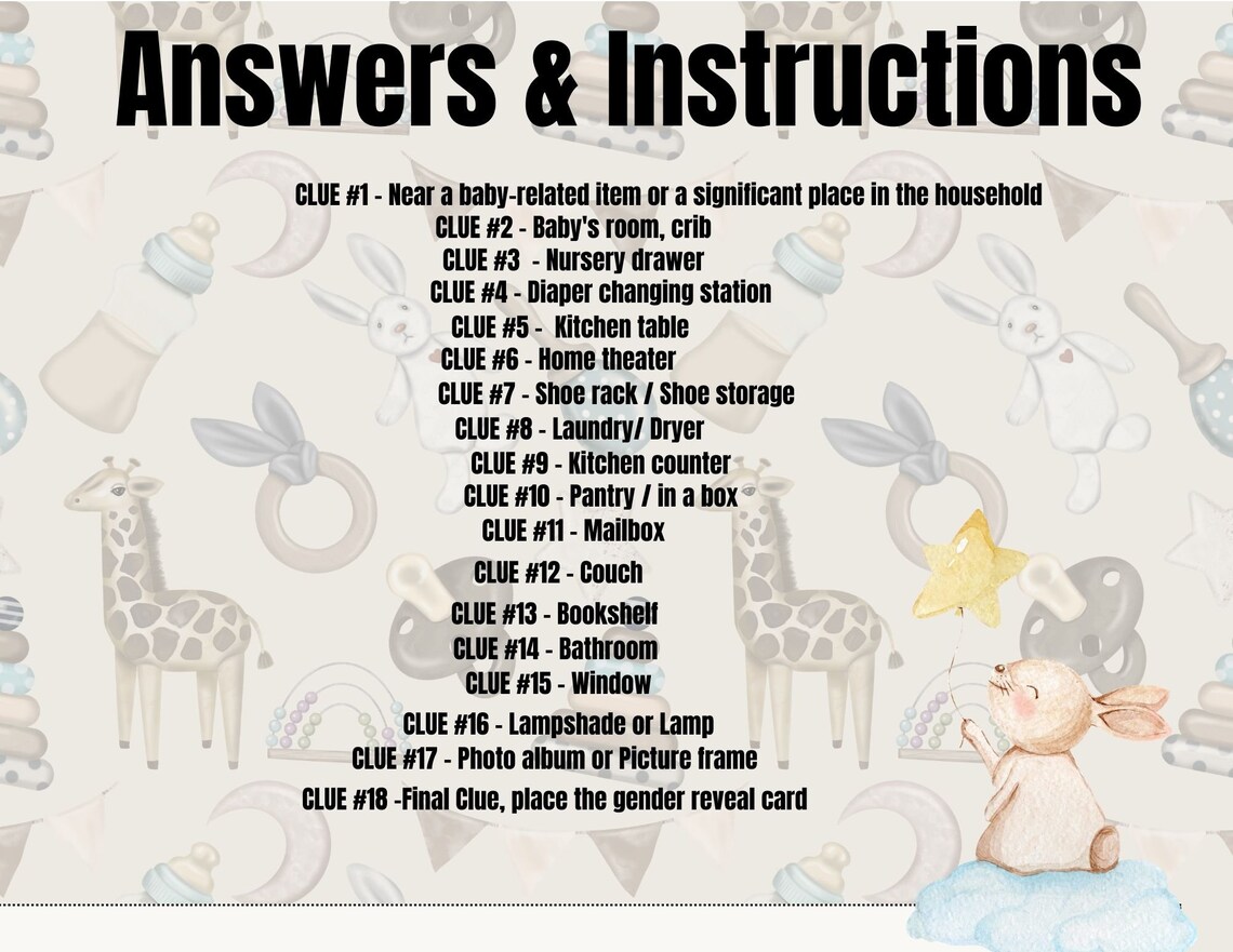 Gender Reveal Scavenger Hunt, Gender Reveal Game, Baby Shower Games ...