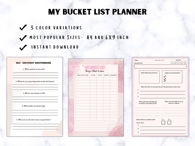 2023 Bucket List, Bucket List Planner, Self Discovery Prompts, Bucket ...