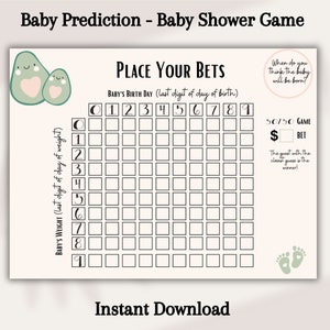 Guess Baby's Birth Date Calendar, Baby Prediction, 50/50 Game Baby ...