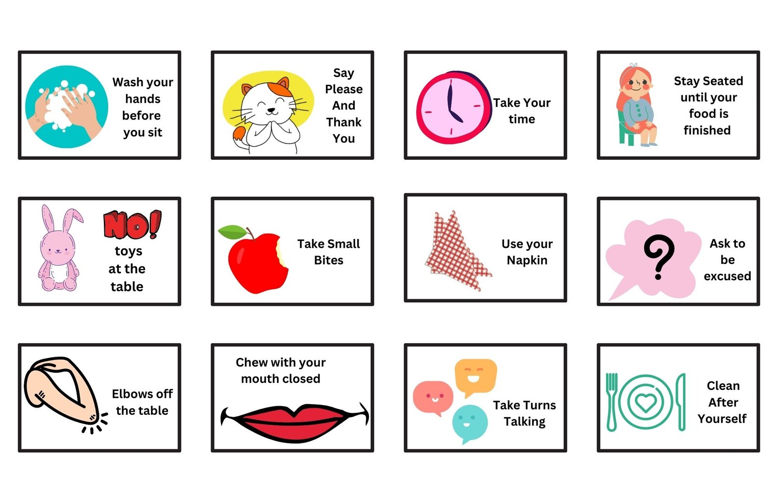 Table Manners Etiquette, Editable Table Manners, Table Manners, Habit ...