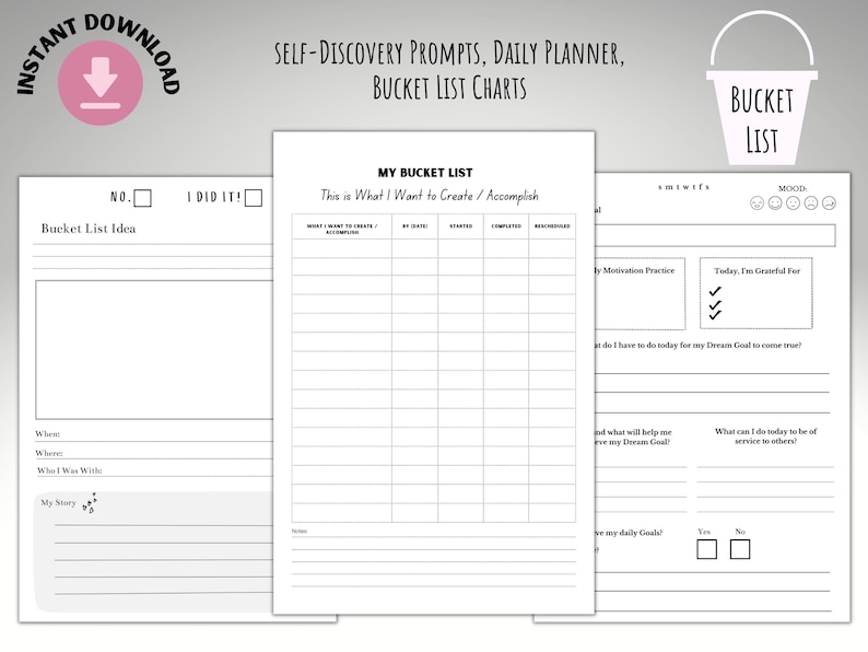 2023 Bucket List, Bucket List Planner, Self Discovery Prompts, Bucket ...