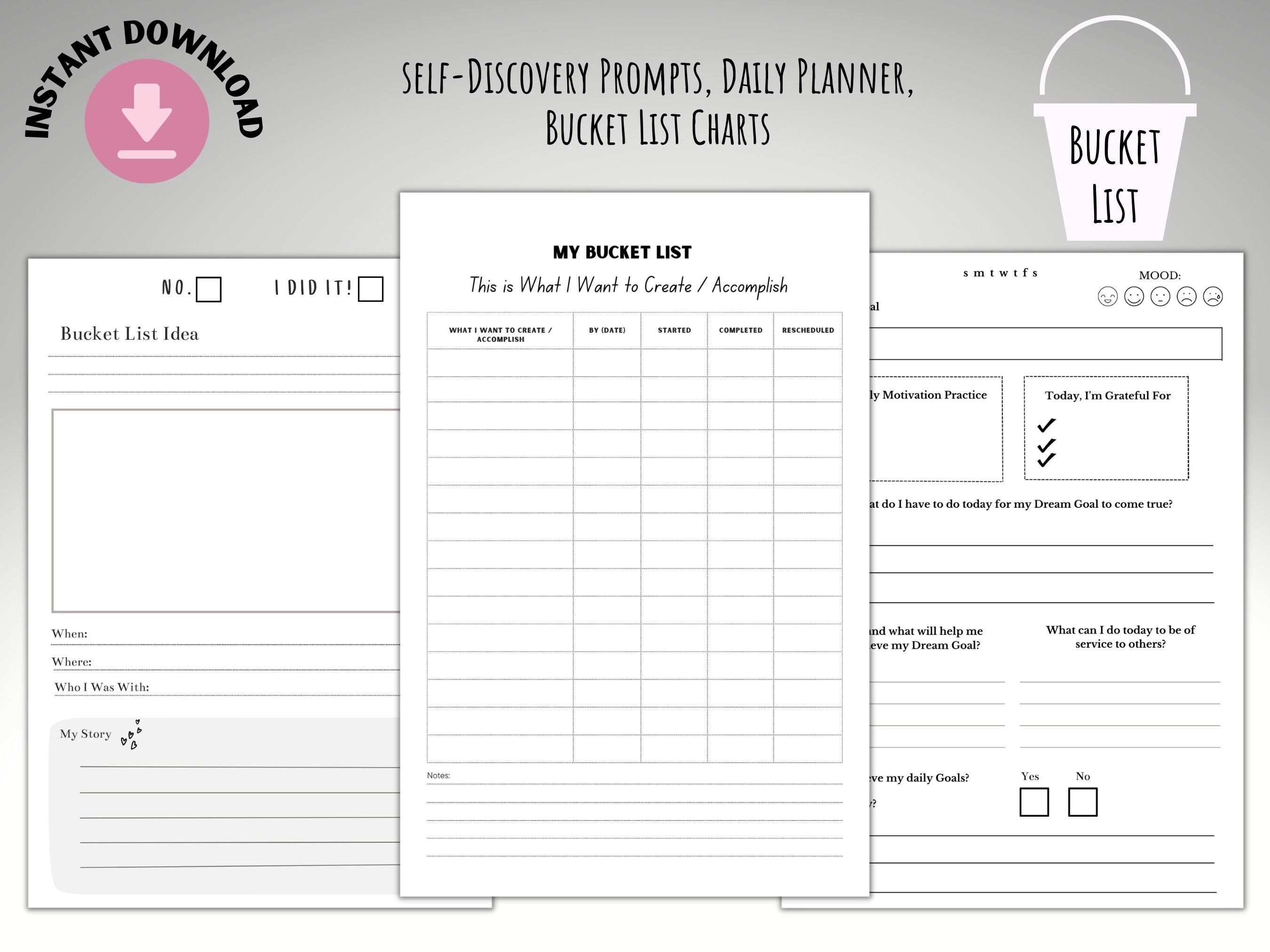 2023 Bucket List, Bucket List Planner, Self Discovery Prompts, Bucket ...