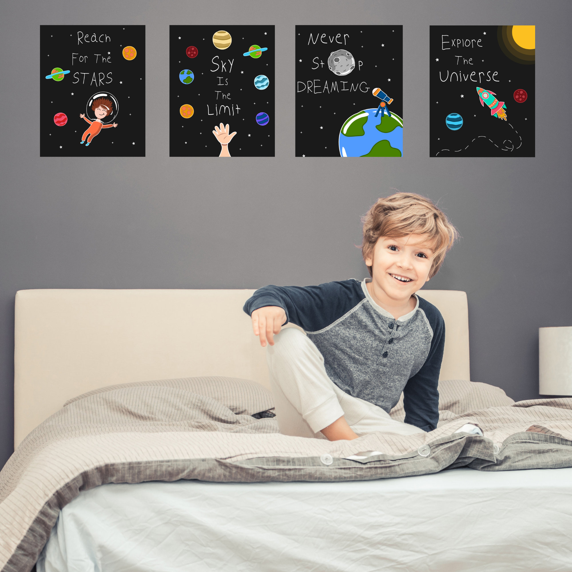 Space Kids Nursery Décor With Inspirational Quotes Set of 4 Prints 8x10 ...