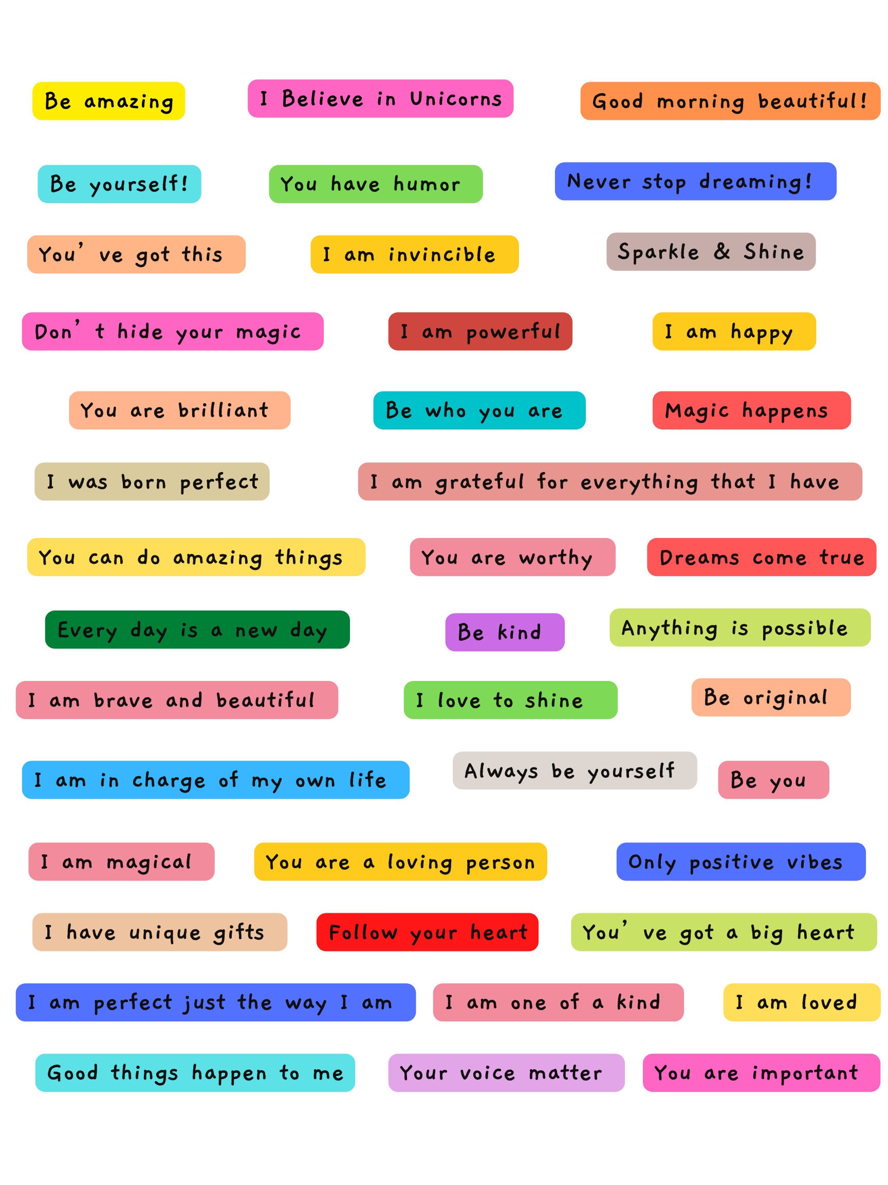 Stay Positive Jar With 82 Little Kind Notes / Affirmation Printable ...