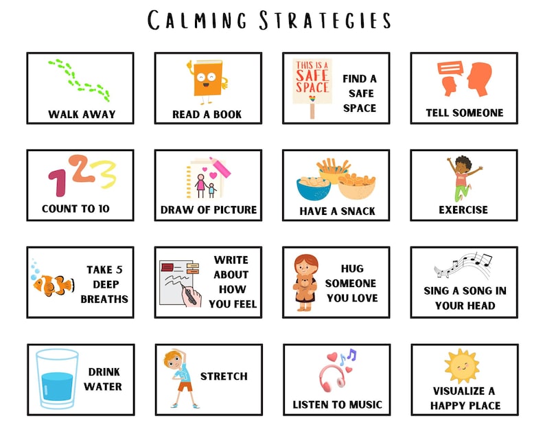 Calming Down Strategies Poster, Calm Down Chart, Coping Skills Poster, Calm Down Ideas, Self ...