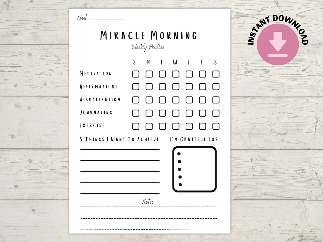 Miracle Mornings Routine, Miracle Mornings Planner, Morning Routine ...