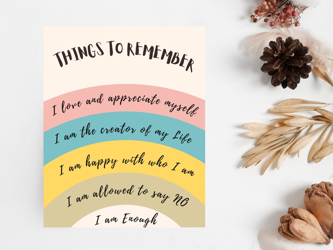 Self Care Poster, Things to Remember, Counselling Art Decor ...