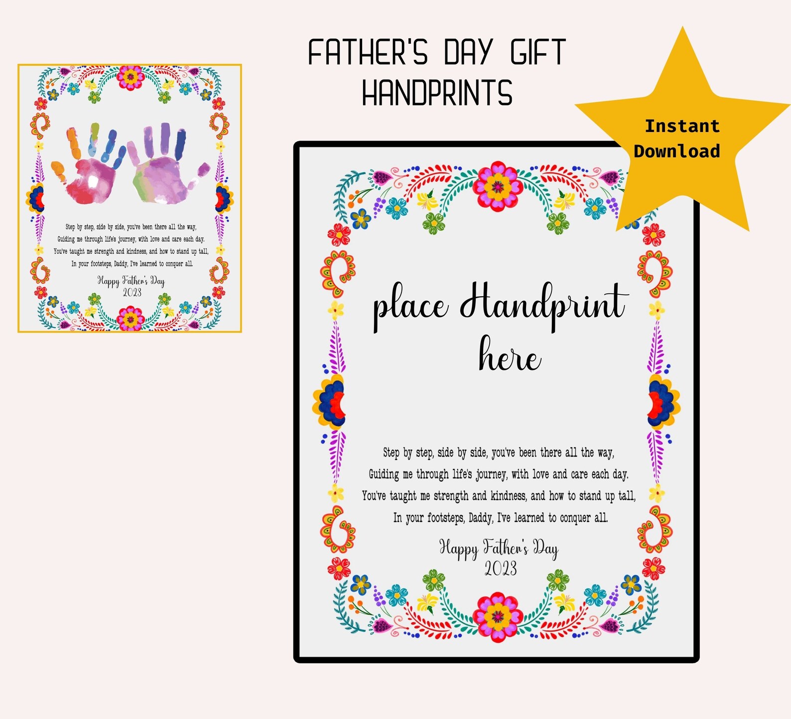 Fathers Day Handprint, Daddy Poem, Handprint Father's Day Gift Card ...
