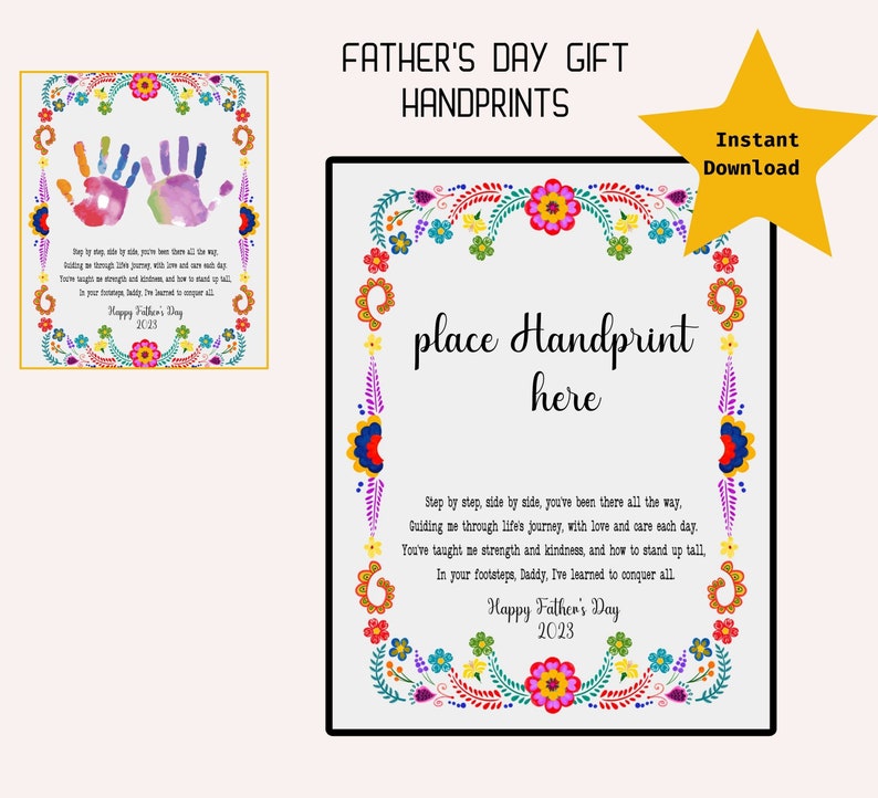 Fathers Day Handprint, Daddy Poem, Handprint Father's Day Gift Card ...