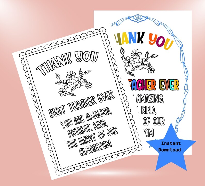Teacher Card Printable, School Teacher Gift, Teacher Appreciation Card ...