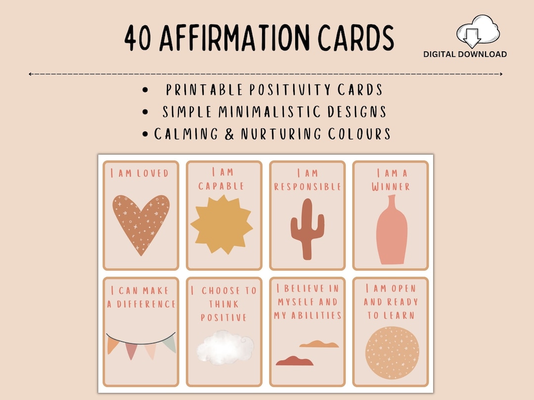 Affirmation Cards, Printable Cards, Positive Affirmation Cards / 40 ...