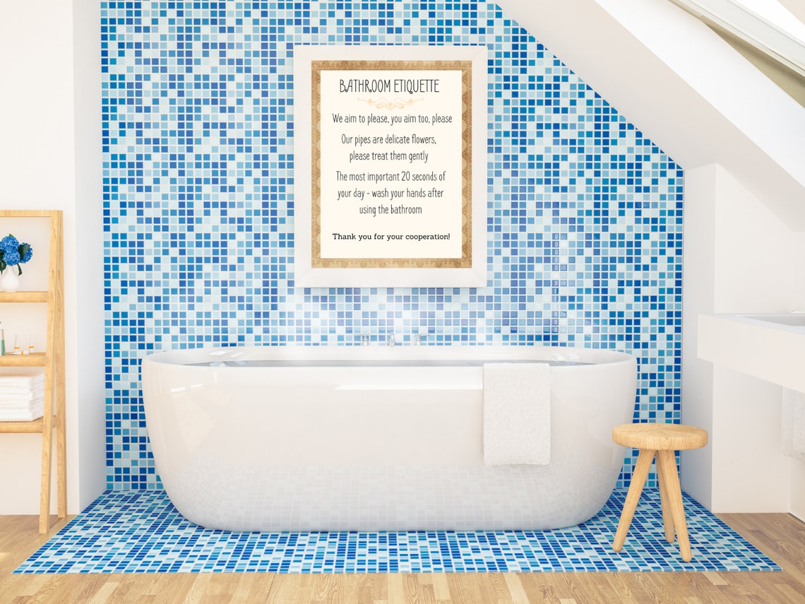 Bathroom Sign, Printable Bathroom Sign, Bathroom Poster, Washroom Rules ...