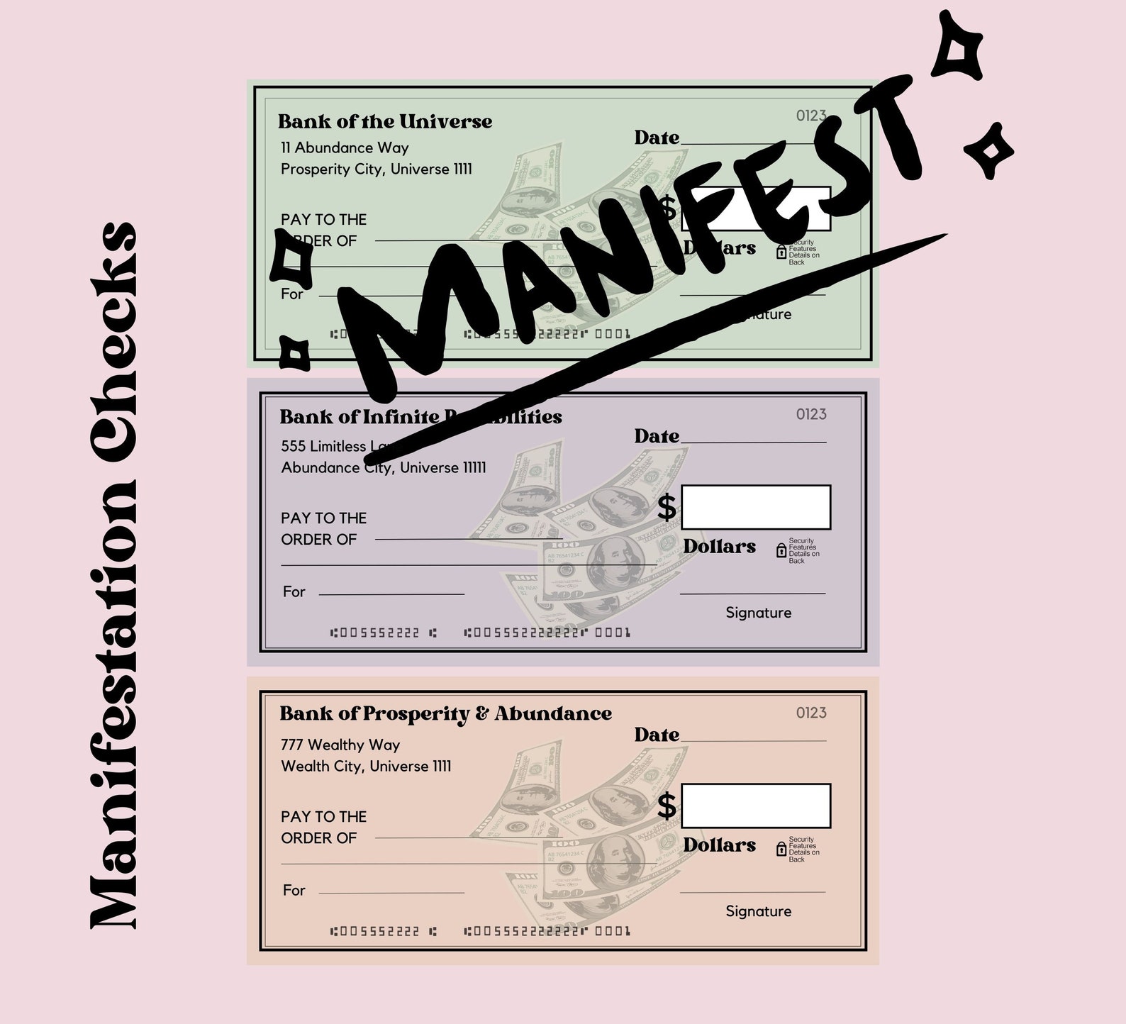 Editable Manifestation Checks, Vision Board Checks, Law of Attraction ...