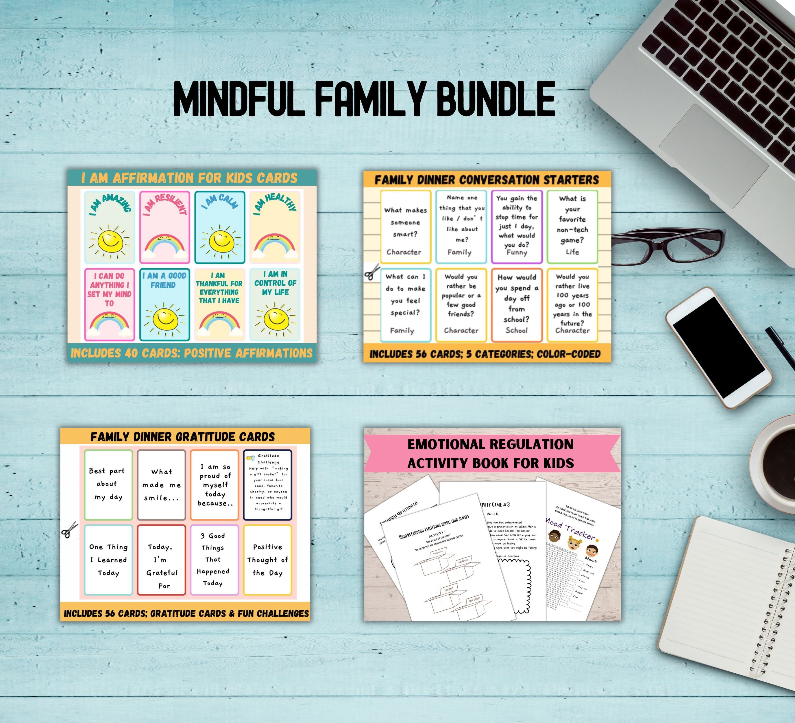 Mindful Family Bundle: Family Conversation Cards for Kids, Daily ...