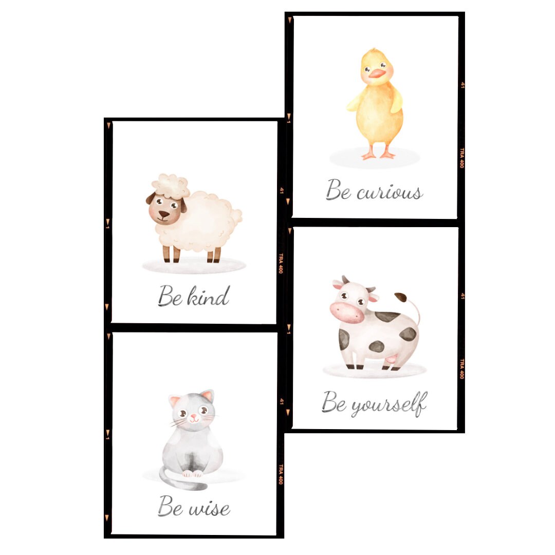 Farm Animals Nursery Wall Art Set of 4 Prints Unframed - Etsy