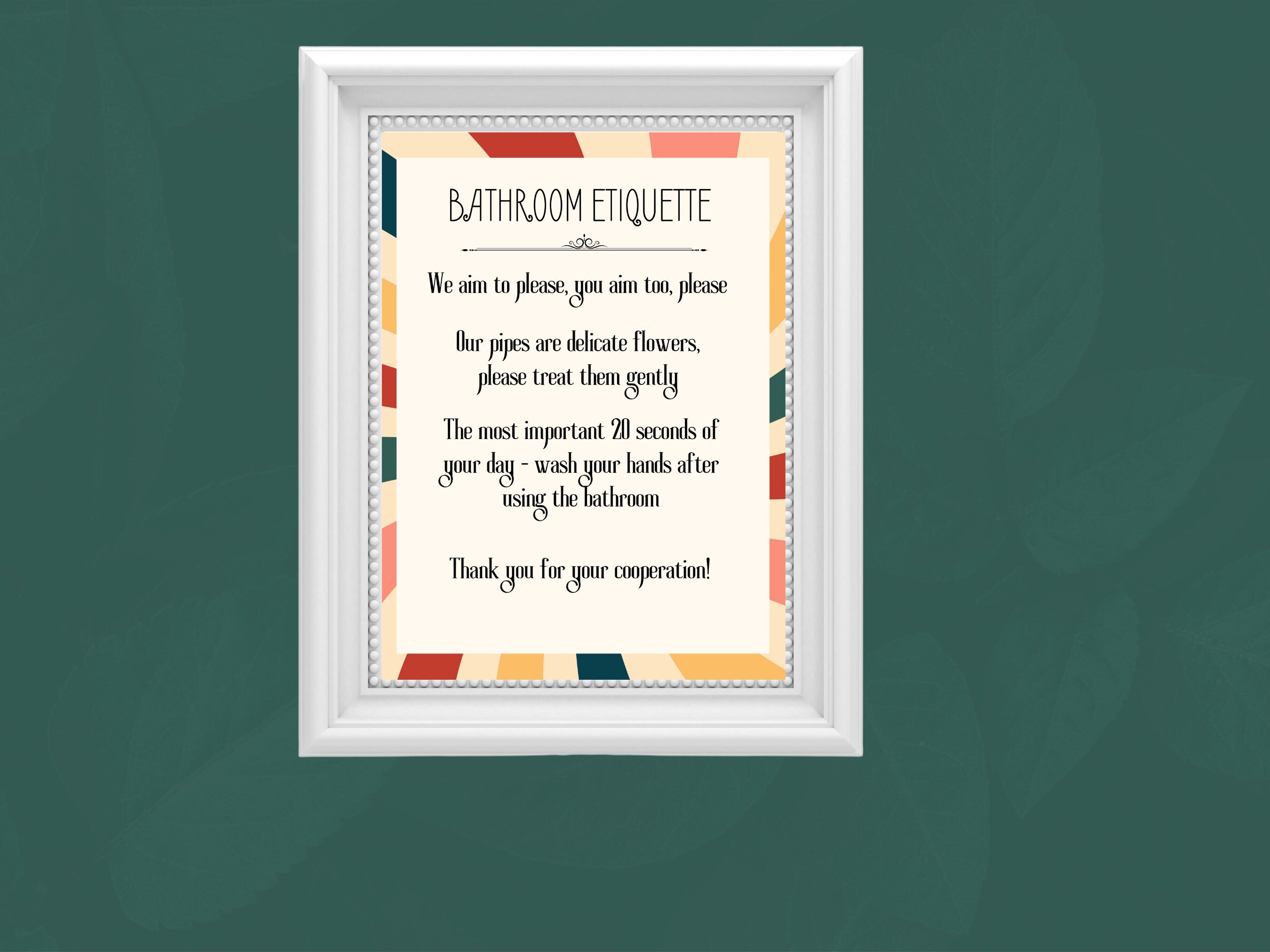 Bathroom Sign, Printable Bathroom Sign, Bathroom Poster, Washroom Rules ...