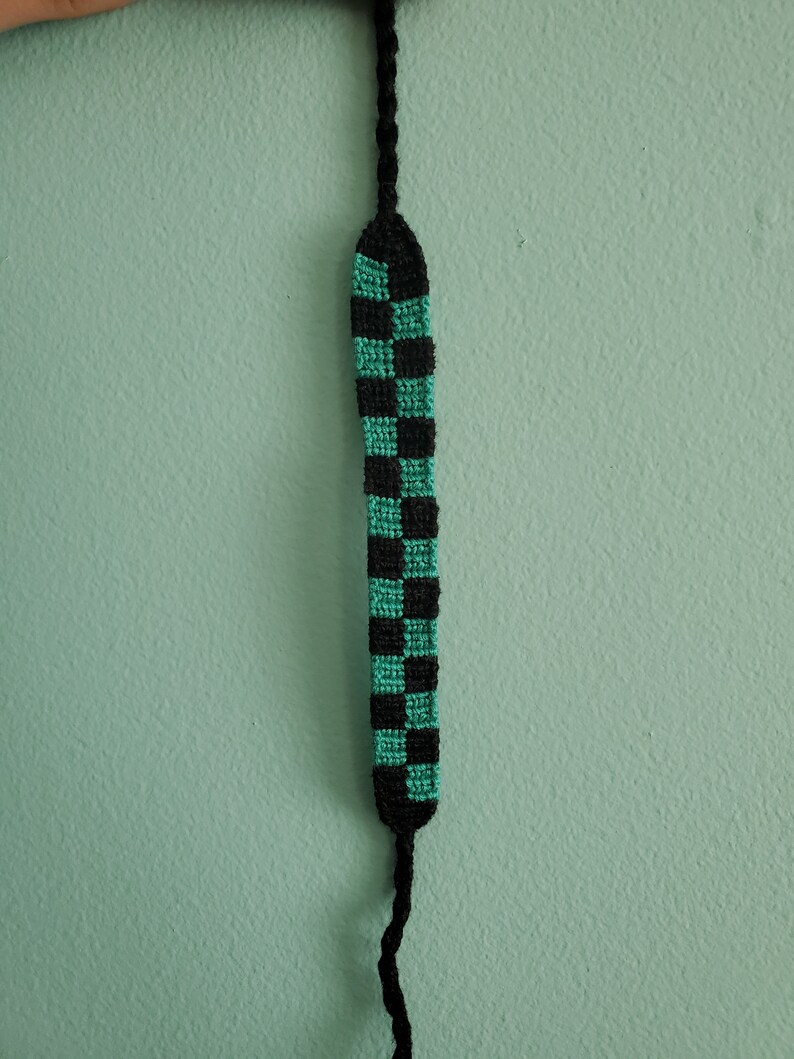 Green and Black Checkered Handmade Alpha String Friendship Bracelet ...