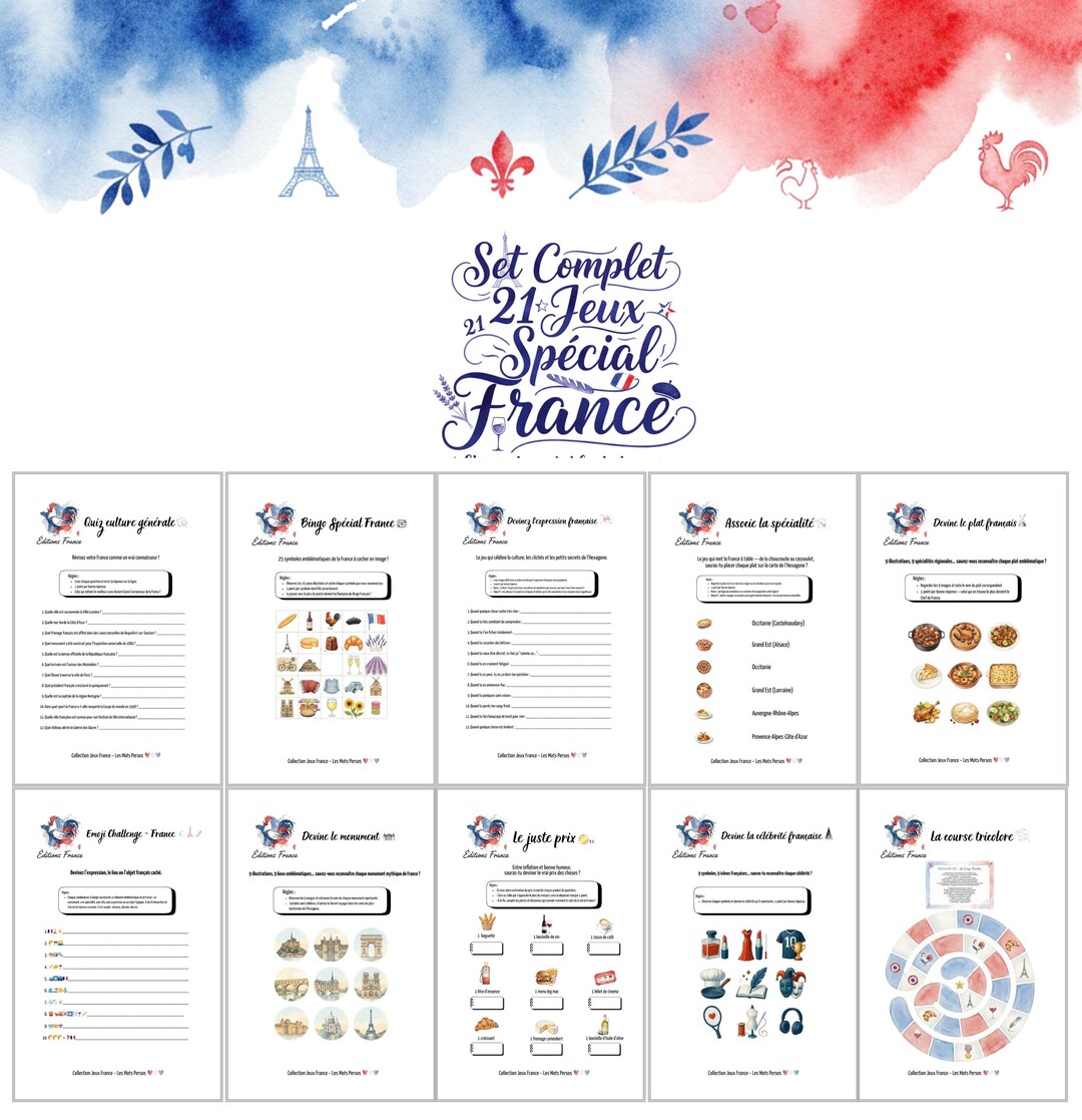 Pack of 21 Games: Special France – Quizzes, Challenges, Culture ...