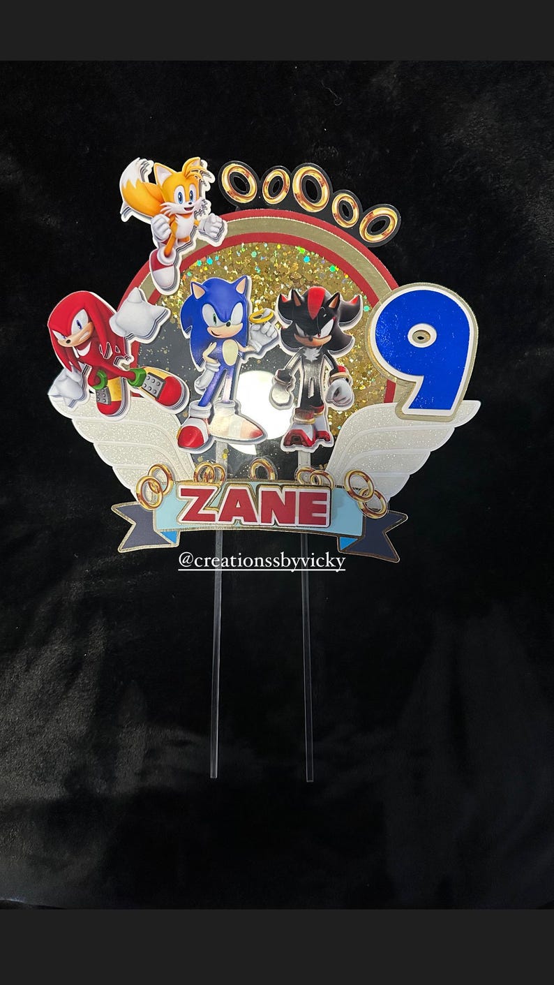 3D Shaker Sonic Vs Shadow Cake Topper - Etsy