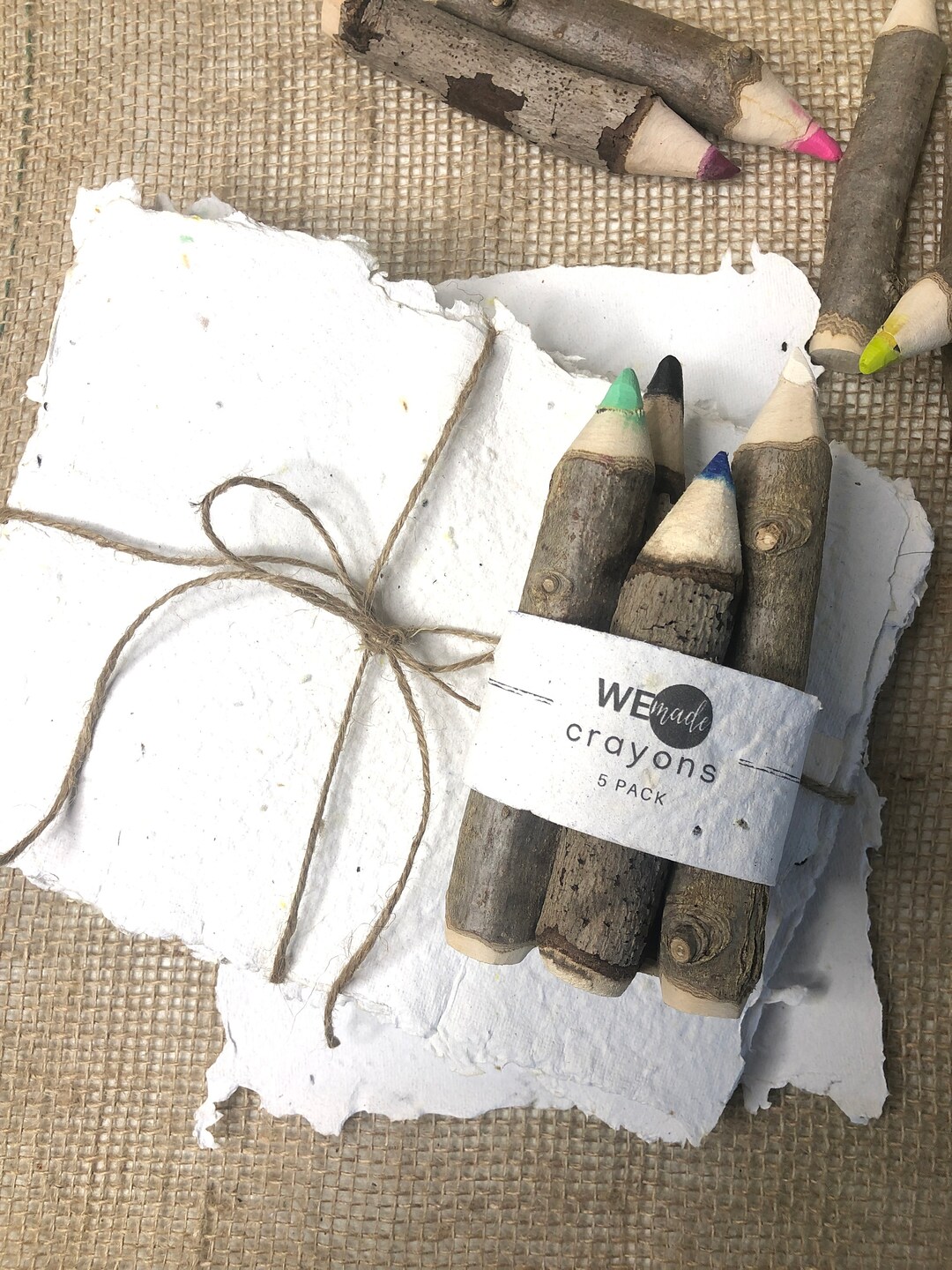 Set of Wooden Crayons & Plantable Paper Set of 5 Real Wood - Etsy
