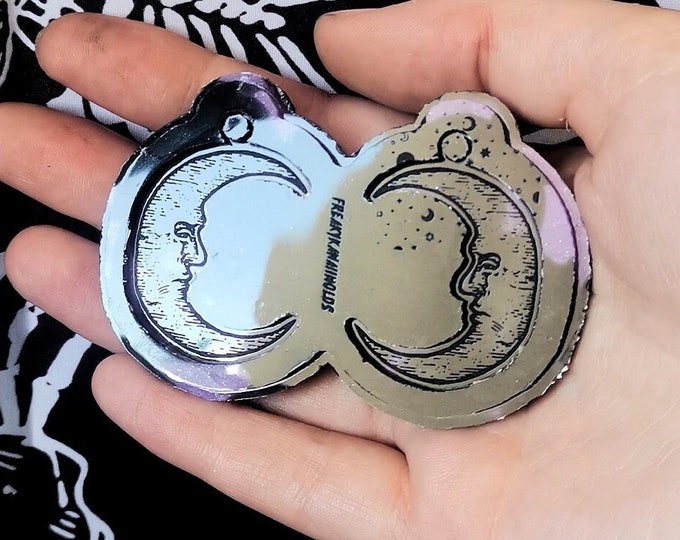 THE MOON Silicone Earring Mold UV / Epoxy Resin Creations Esoteric Goth ...