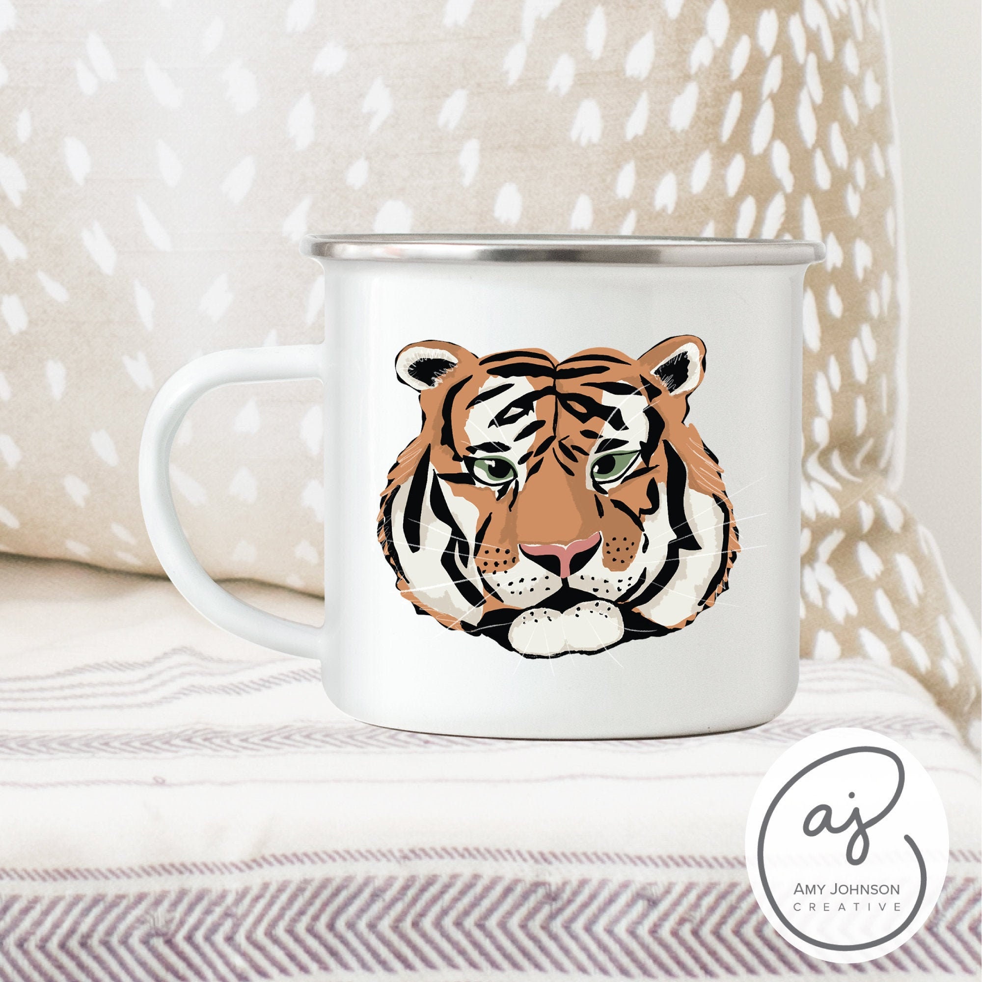 Tiger Metal Camp Mug 10oz Tiger Mascot Cabin Decor - Etsy