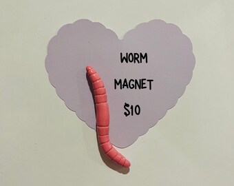 Worm Magnet, Polymer Clay Magnet, Pink Worm - Etsy