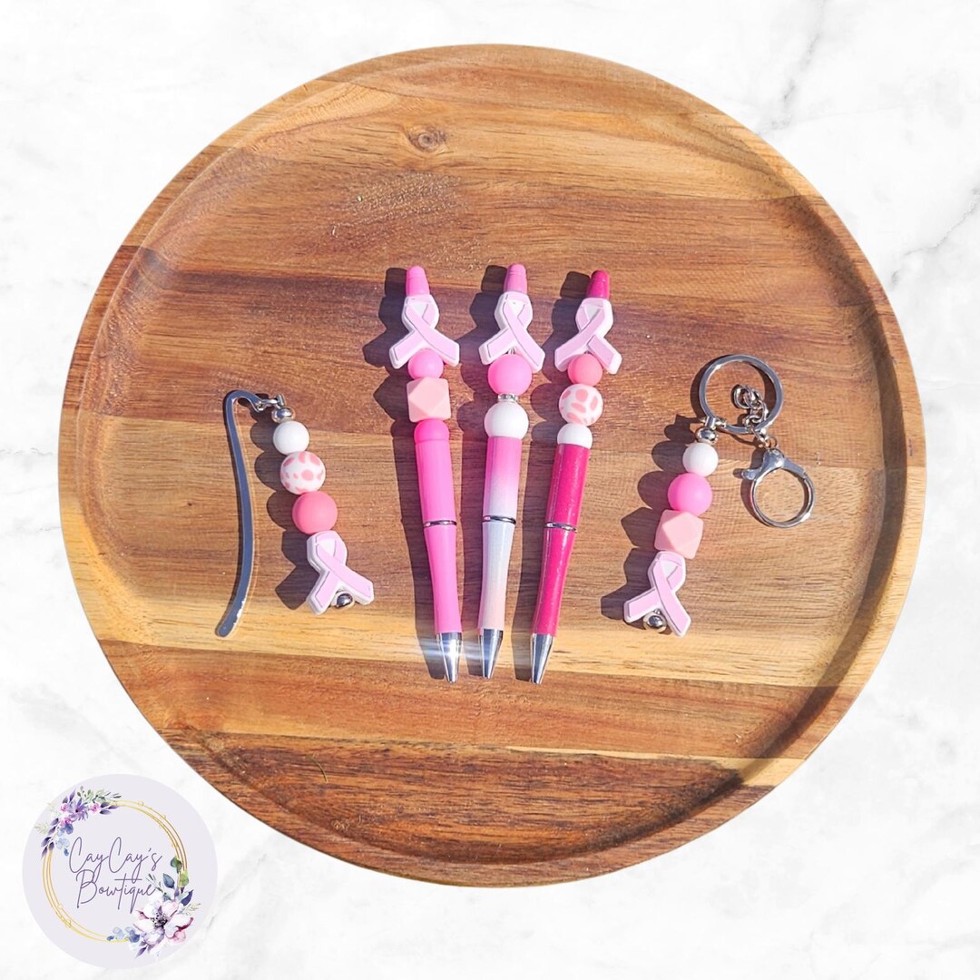 Breast Cancer Awareness: Beaded Pens, Beaded Keychains, Beaded ...