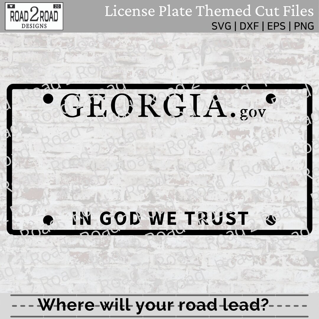 Georgia Blank License Plate SVG Cricut - Customizable Georgia Home ...