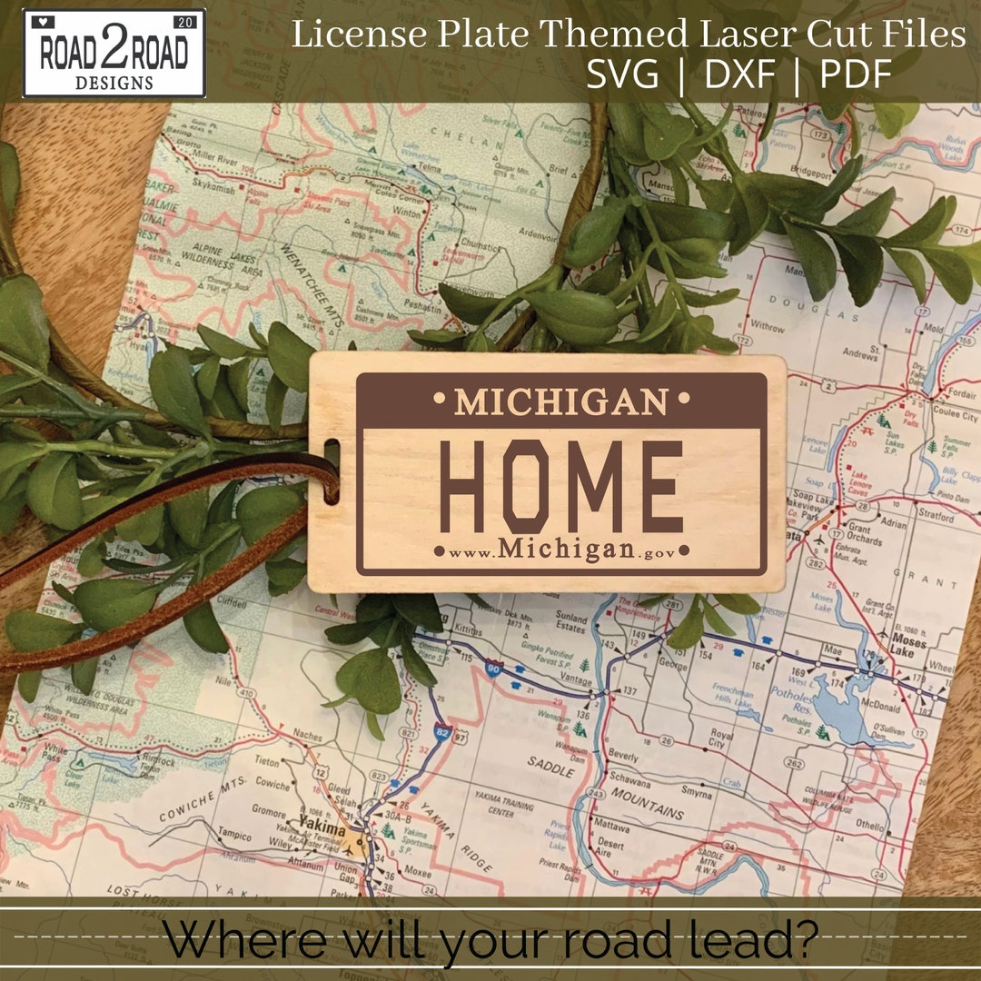 Michigan Luggage Tag Laser Cut File | Glowforge Ready to Print ...
