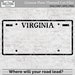 Virginia License Plate SVG Cut File | Blank Virginia Svg | Bottom Text ...