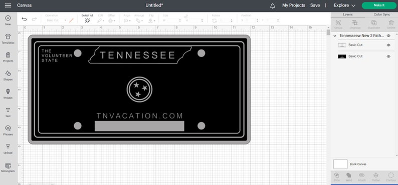 Tennessee Blank License Plate SVG / Stars in Circle /personalizable ...