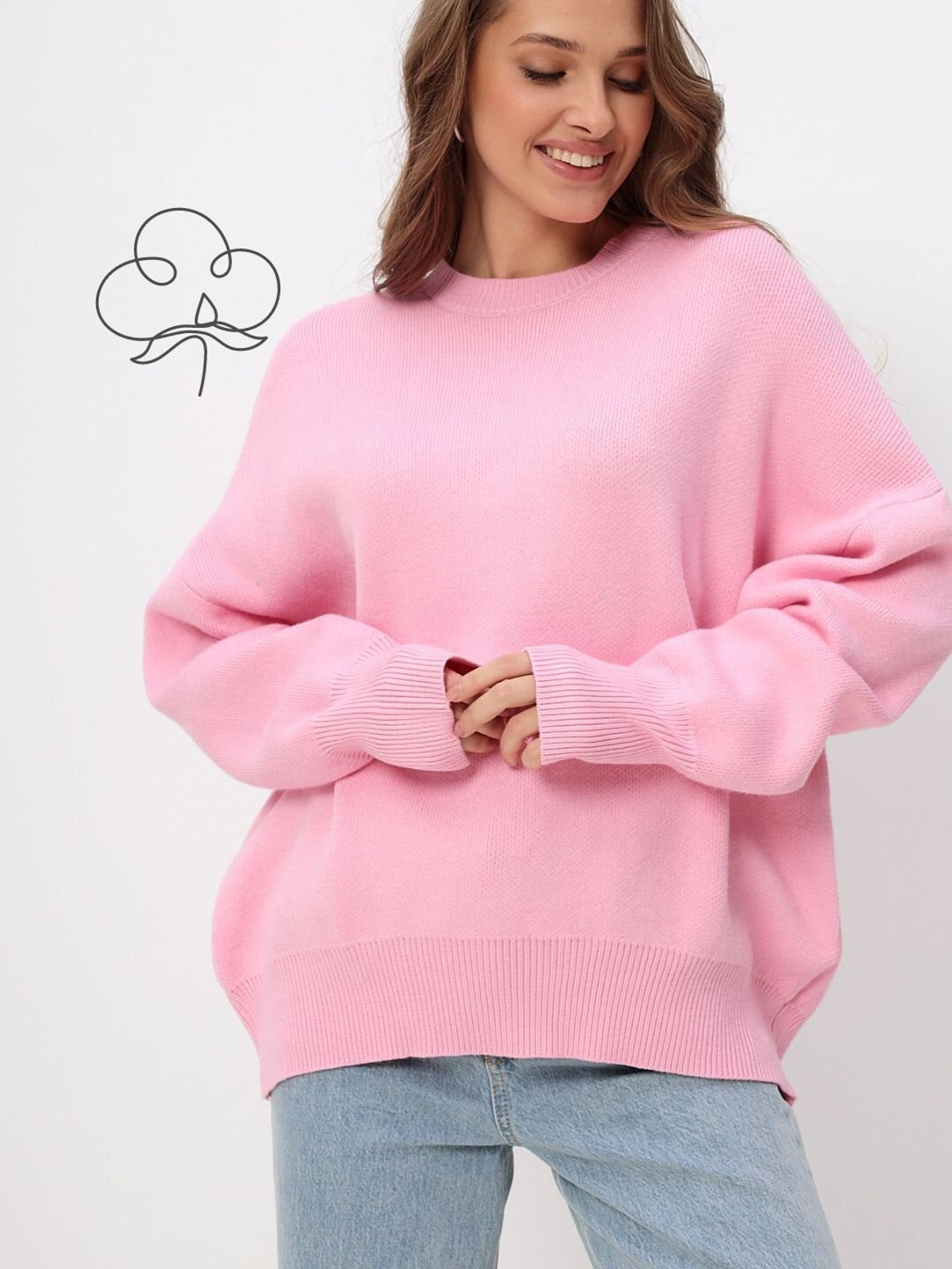 Aesthetic Pullover, Knitted Sweater Oversize for Woman / Knit Cotton ...