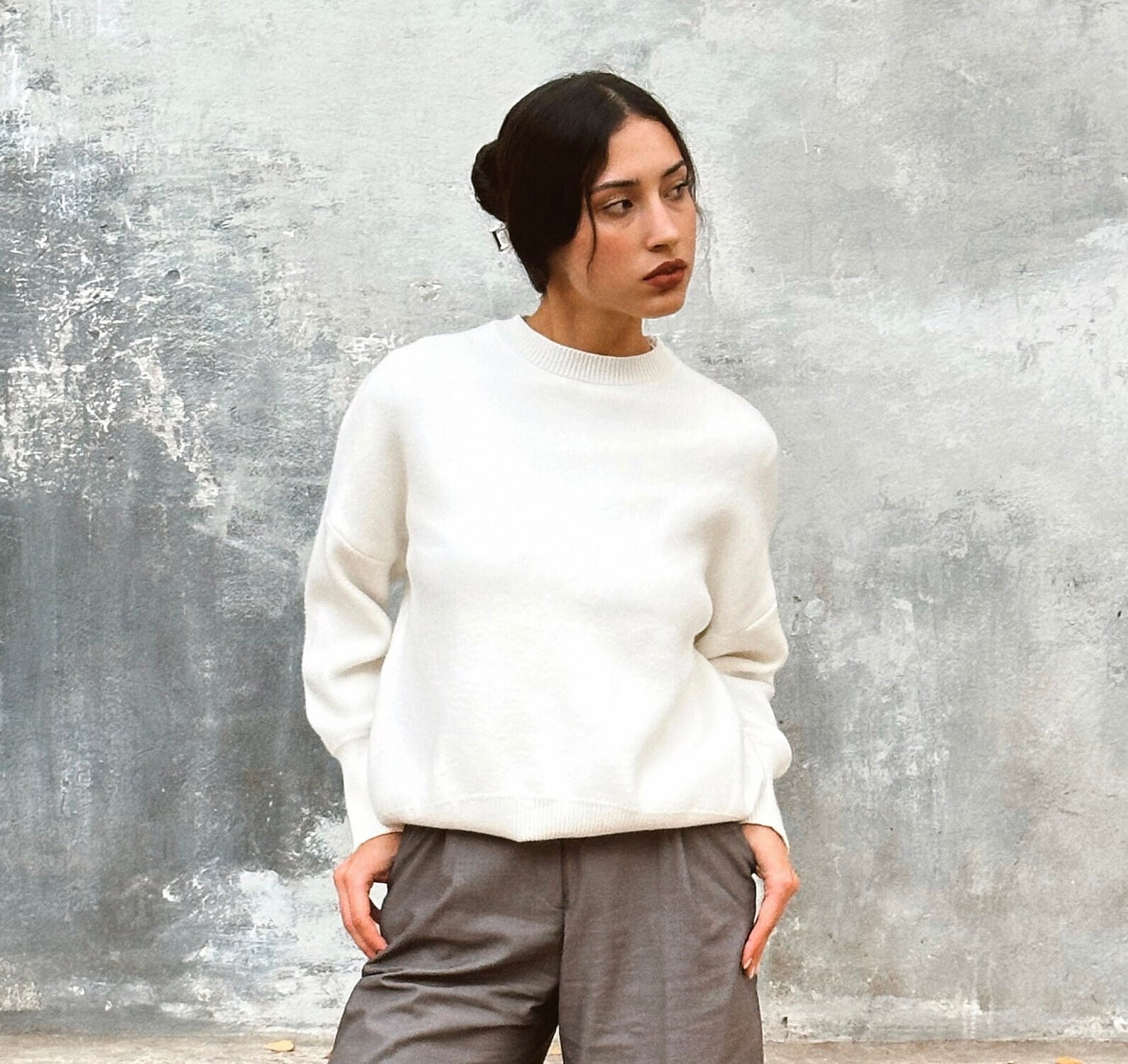 Aesthetic Pullover, Knitted Sweater Oversize for Woman / Knit Cotton ...