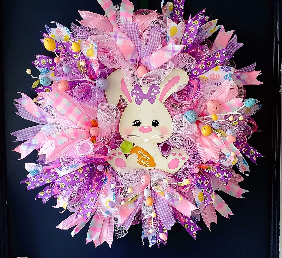 Easter Wreaths, Easter Front Door Wreath, Easter Bunny Wreath, Easter ...
