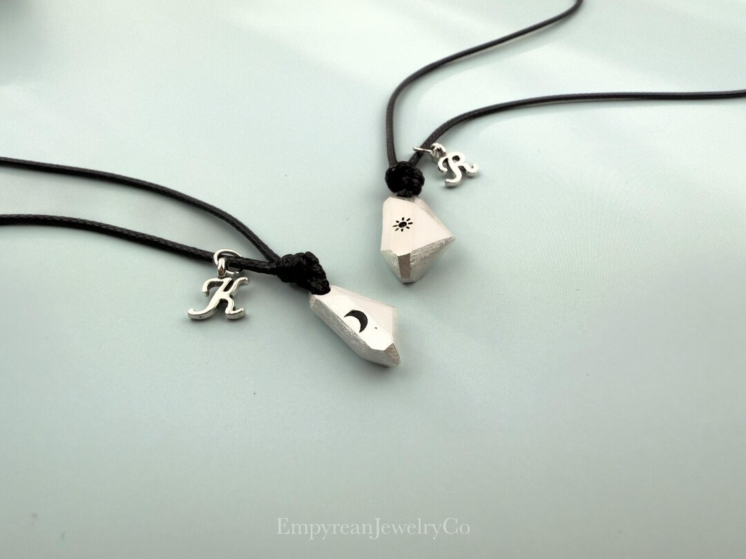 Sun & Moon Stone 2-piece Matching Couples Necklace Set, Personalized ...