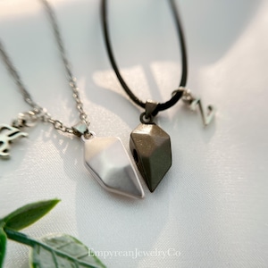 Magnetic Heart 2-piece Matching Couples Necklace Set, Personalized ...