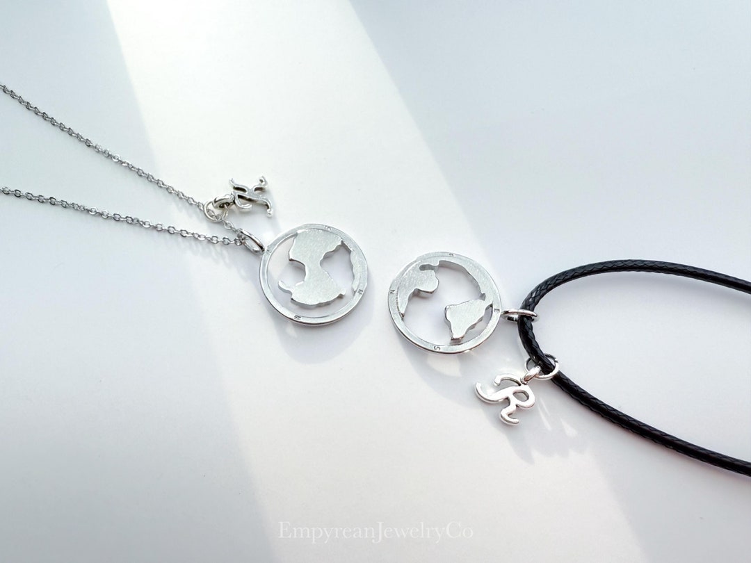 Interlocking Globe Necklace for Two, Long Distance Matching Necklace ...