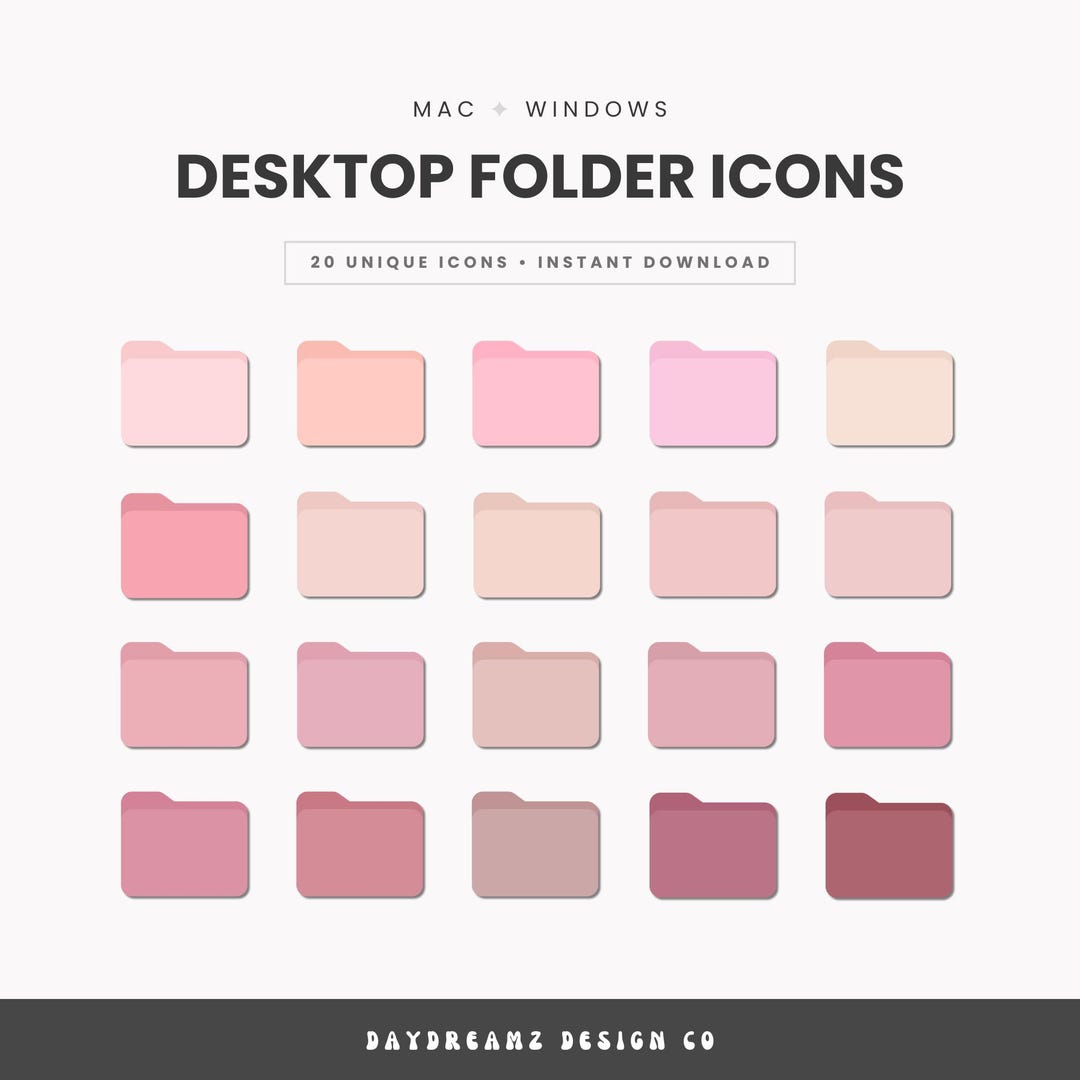 20 Soft Pink Desktop Folder Icons, Mauve Folder Icons, Pink Folders for ...