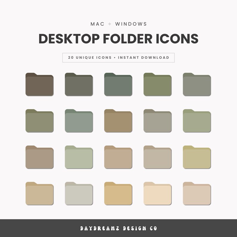 20 Forest Tone Desktop Folder Icons, Earthy Desktop Folders, Green Sage ...